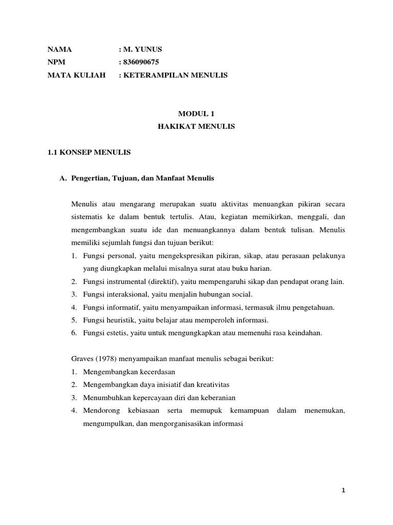 Tugas Resume Modul 1 Menulis | PDF