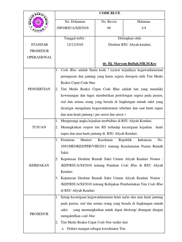 SOP Code Blue | PDF