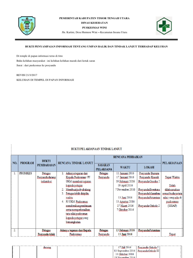 4.2.6.5 Bukti Penyampaian Informasi Tentang Umpan Balik Dan Tindak Lanjut Terhadap Keluhan | PDF