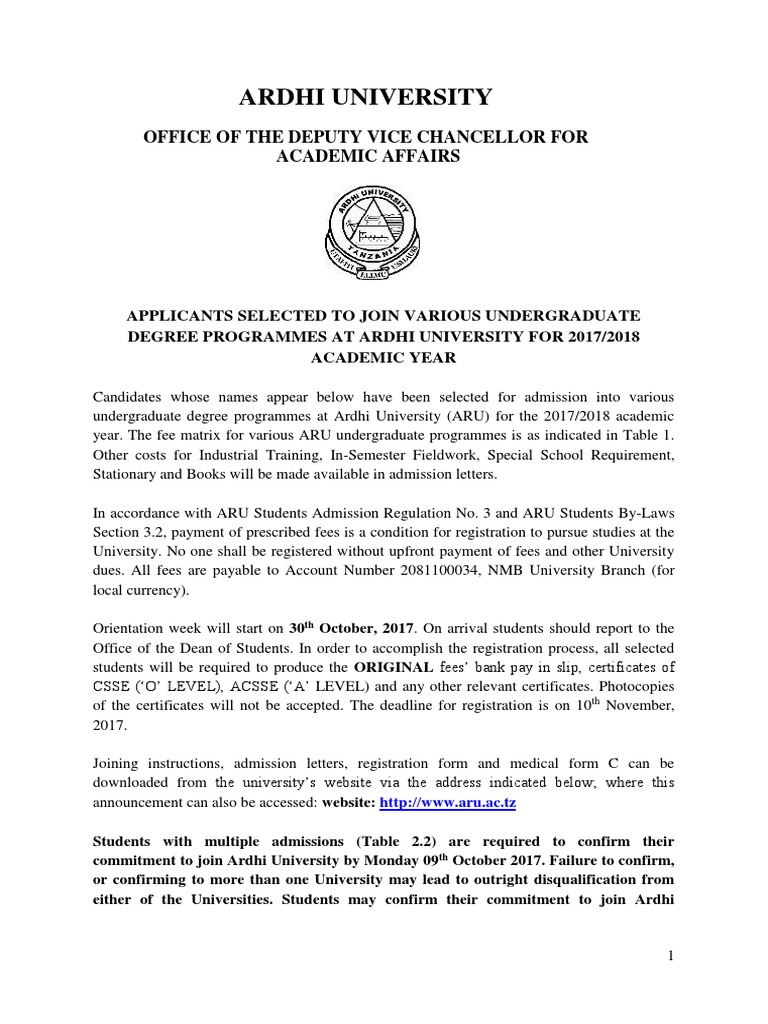 Admission of Selected Students - 2017-2018 - FINAL | PDF ...