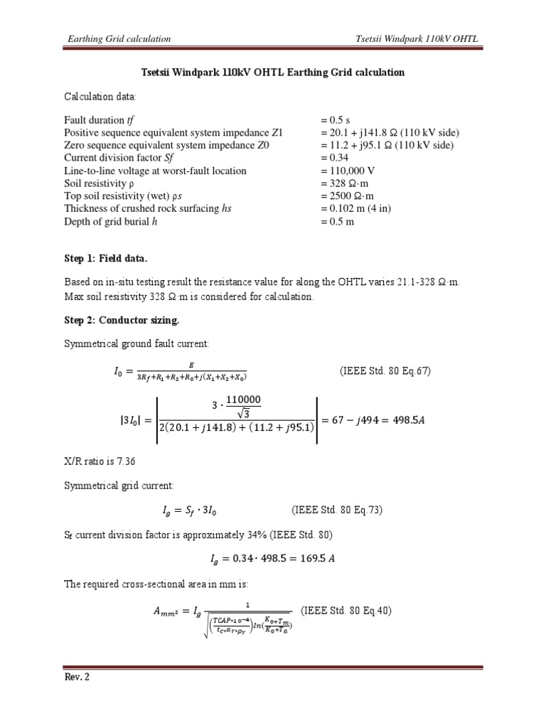TSWF - 900.2 - Earthing Calculation For 110kV OHTL - Rev2 | PDF | Electrical Resistivity And ...