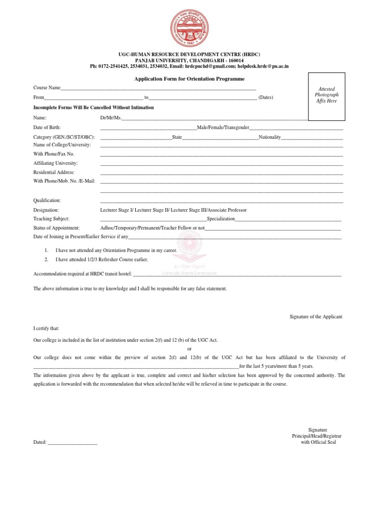 Orientation Programme Form PDF | PDF | Lecturer | Academia