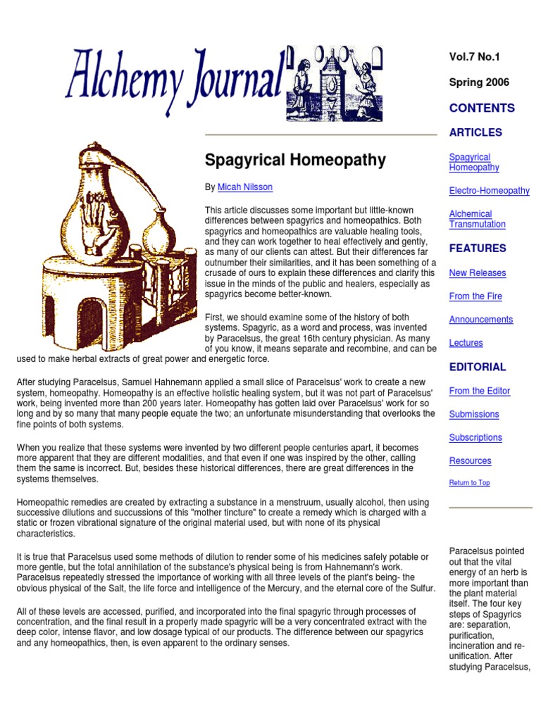 Alchemy Journal Vol.7 No.1 | PDF | Homeopathy | Alchemy