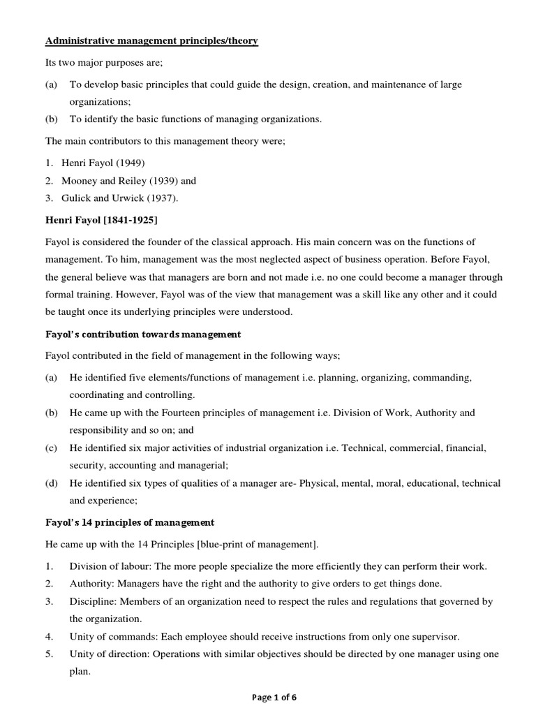Administrative Management Principles | PDF | Bureaucracy | Leadership