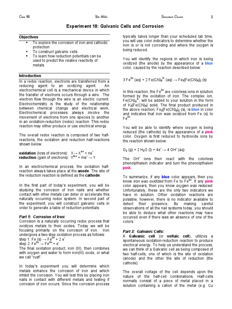 Exp18 Electrochem Lab | PDF | Redox | Electrochemistry