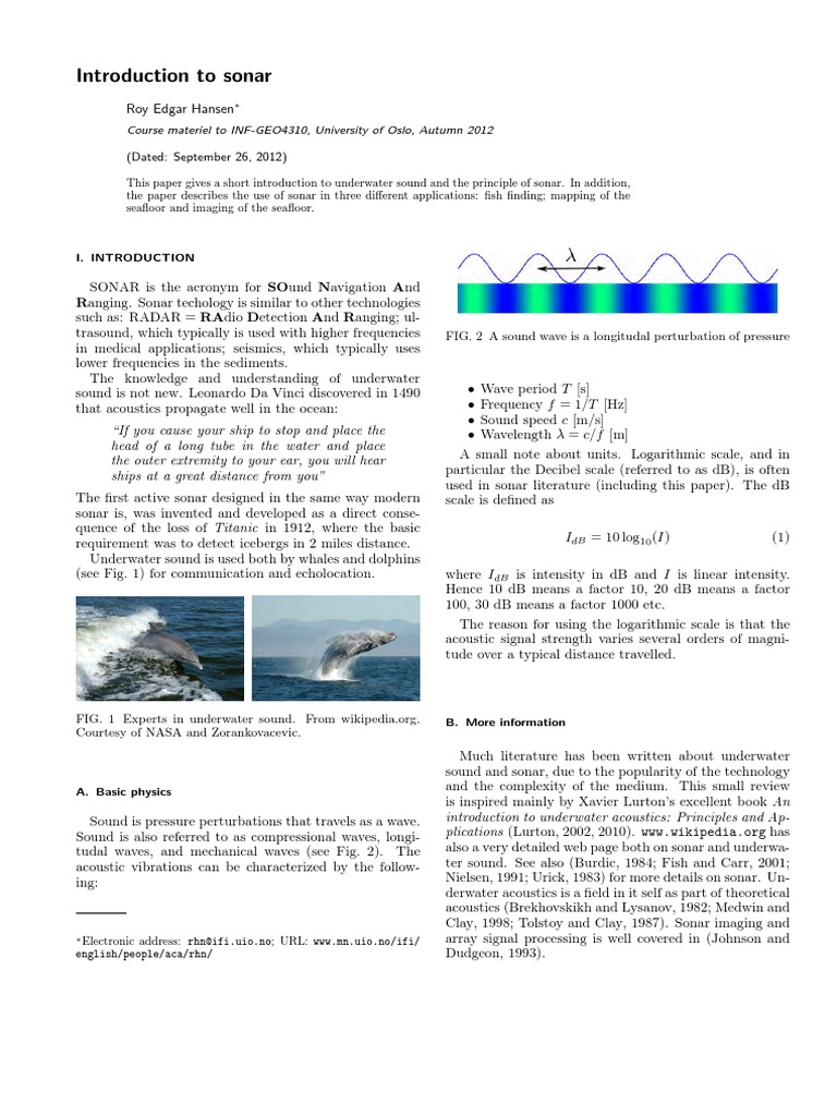 Sonar Introduction 2012 Compressed Pdf Pdf Sonar Sound