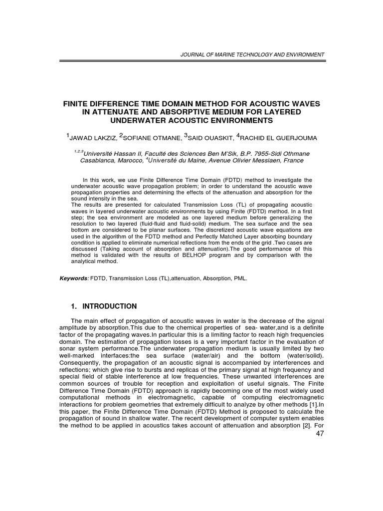 Finite Difference Time Domain Method For Acoustic Waves In Attebuate