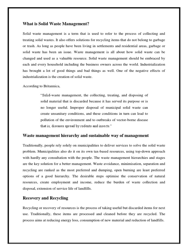 What Is Solid Waste Management | PDF | Municipal Solid Waste | Waste ...