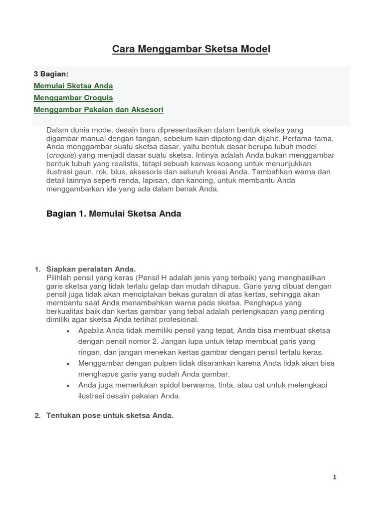 Tutorial Menggambar Sketsa Model Pakaian | PDF