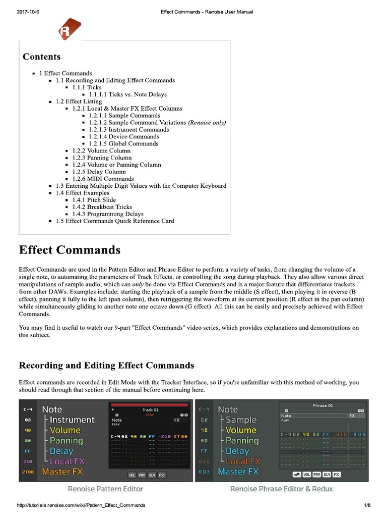 Effect Commands - Renoise User Manual | PDF | Computing | Human–Computer Interaction
