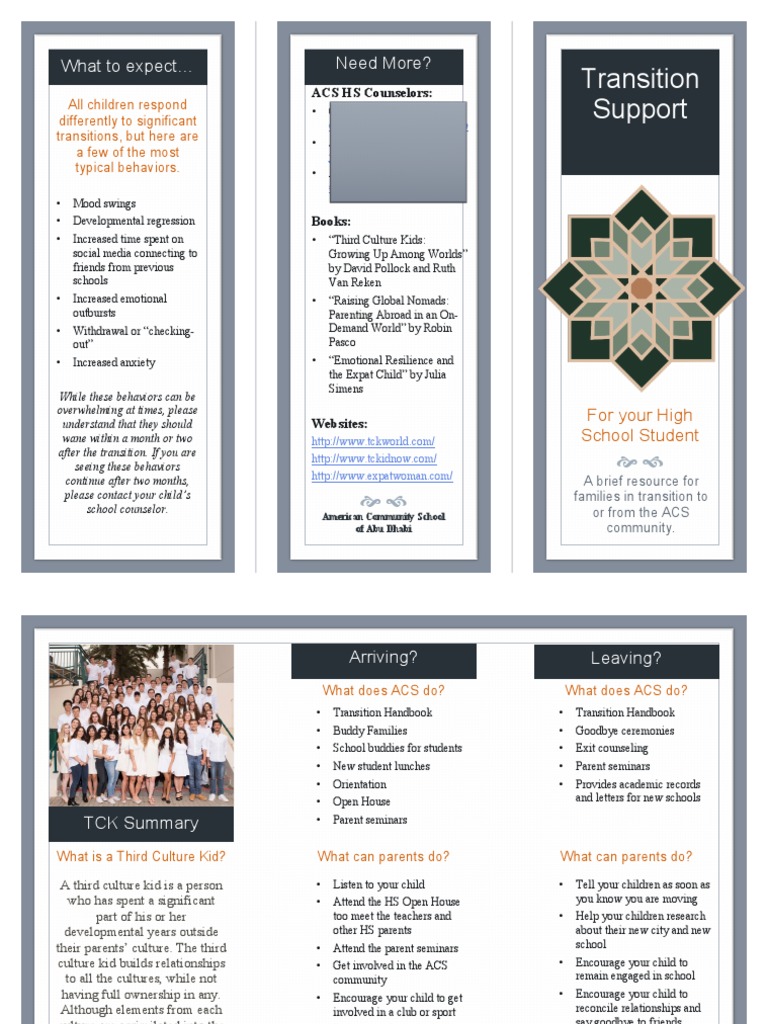 acs hs transition brochure | School Counselor | Earth & Life Sciences