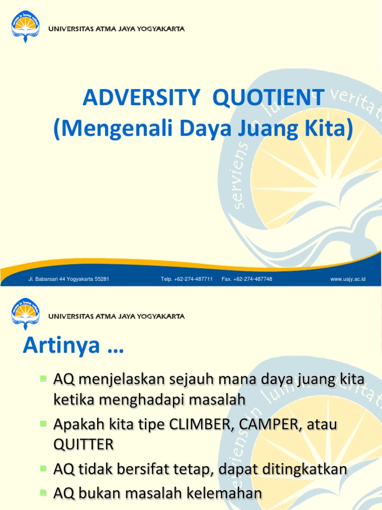 Memahami Adversity Quotient dan Tipe Daya Juang | PDF | Pengembangan ...