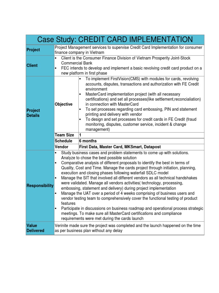 Credit Card Project Management | PDF | Credit Card | Master Card