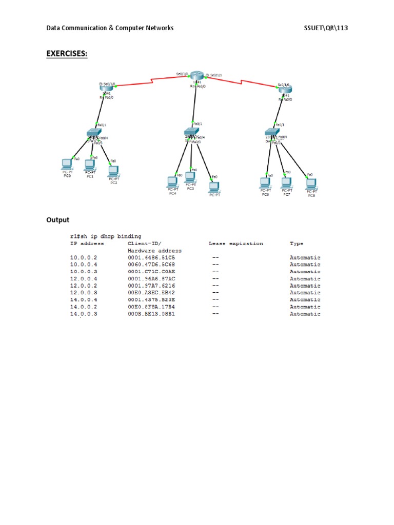 Exercises:: Data Communication & Computer Networks SSUET/QR/113 | PDF