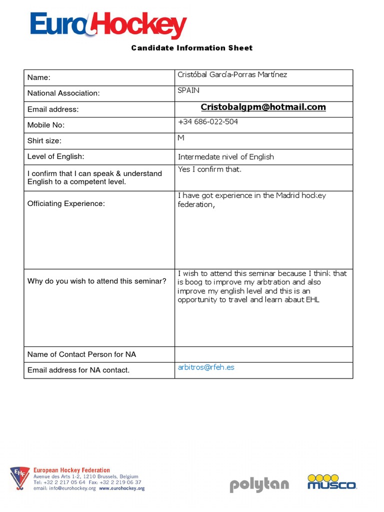 Candidate Information Sheet | PDF