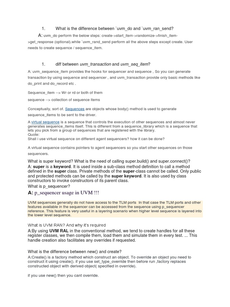 Uvm Interview Questions Pdf Class Computer Programming Object Computer Science