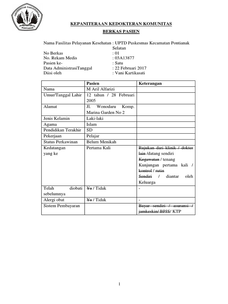 Contoh Laporan Kunjungan Pasien