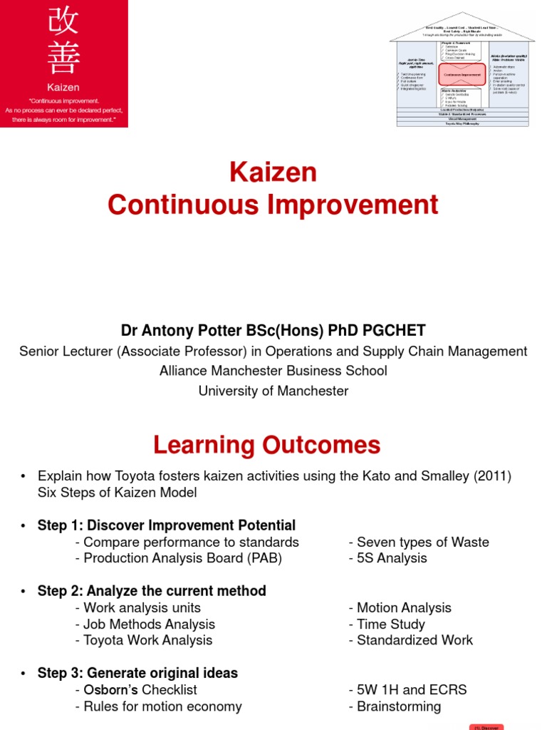 Lecture 2 Kaizen Continuous Improvement 3 Pdf Lean Manufacturing