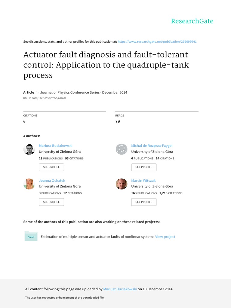 Actuator Fault Diagnoses For Quadruple Tank Process | PDF | Fault Tolerance | Artificial Neural ...