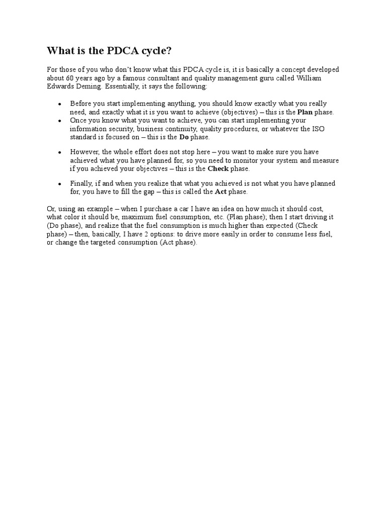 Understanding the PDCA Cycle | PDF