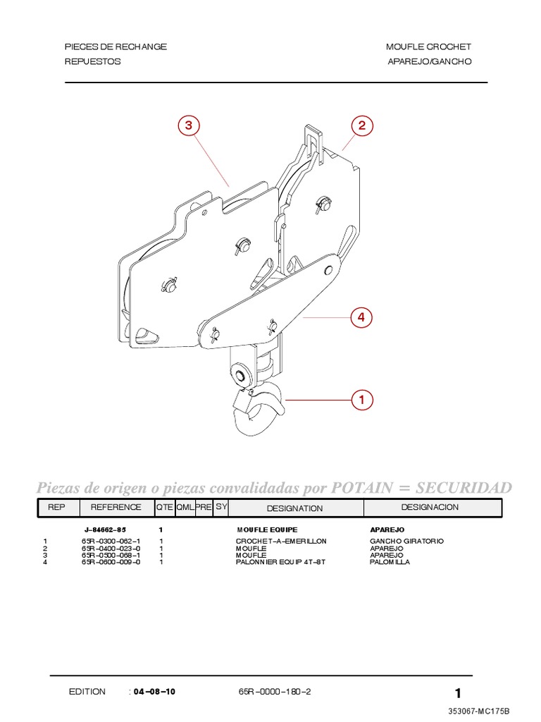 Manual de Grúa Torre Potain MC175 | PDF