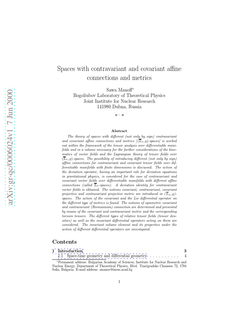 Spaces With Contravariant and Covariant Affine Connections and Metrics ...