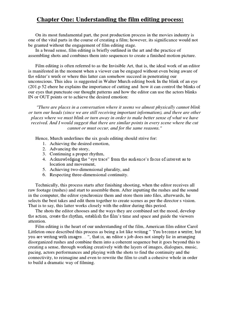 Film Editing Theory | PDF | Leisure | Science