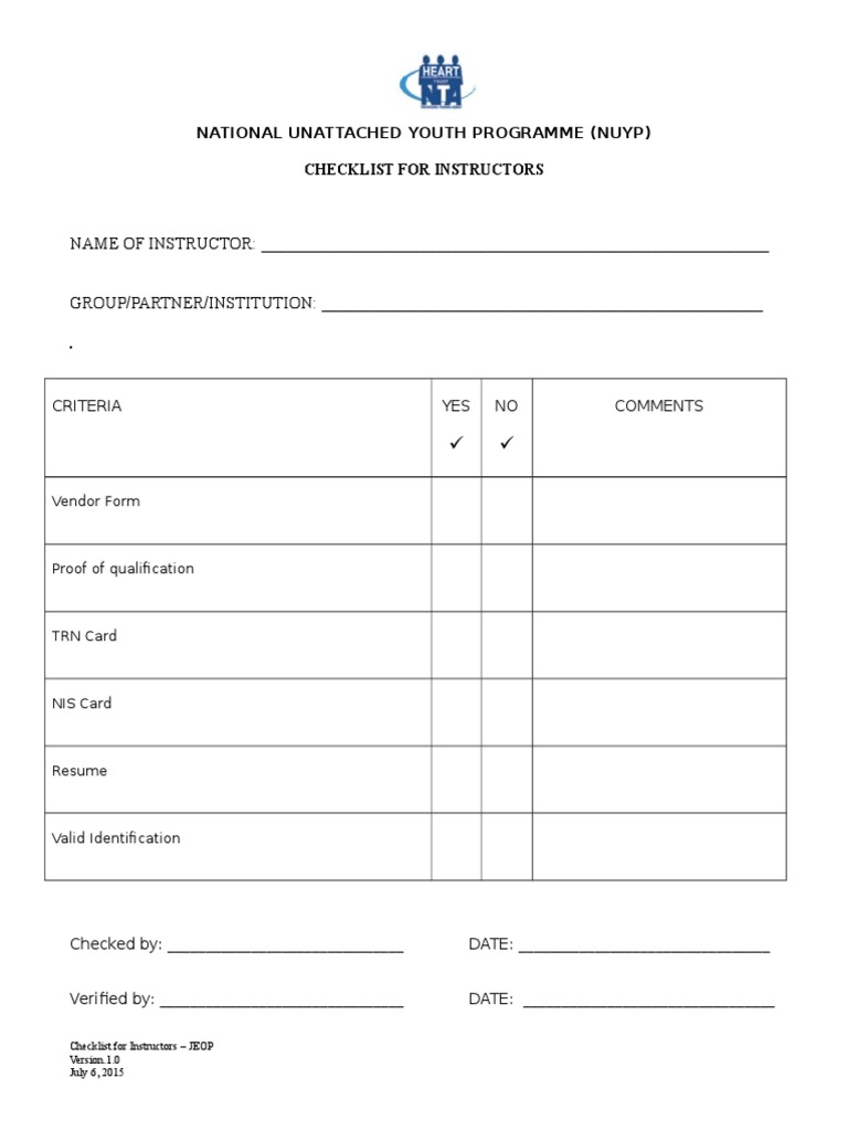 Checklist For Instructors | PDF