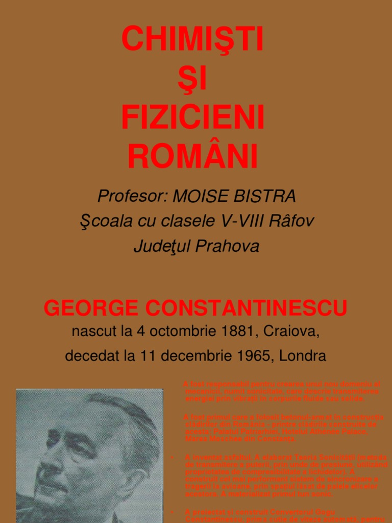 Chimisti Si Fizicieni Romani | PDF