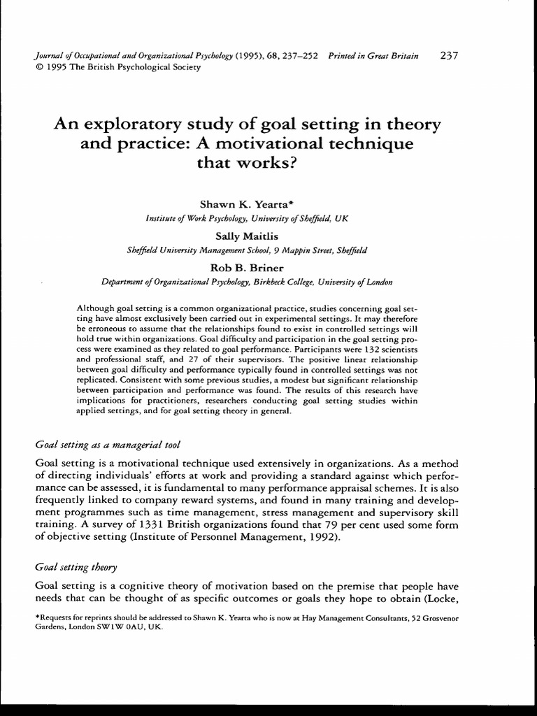 An Exploratory Study of Goal Setting in Theory and Practice: A ...