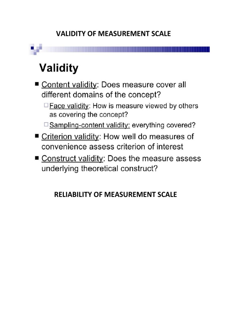 Validity of Measurement Scale | PDF | Sampling (Statistics ...