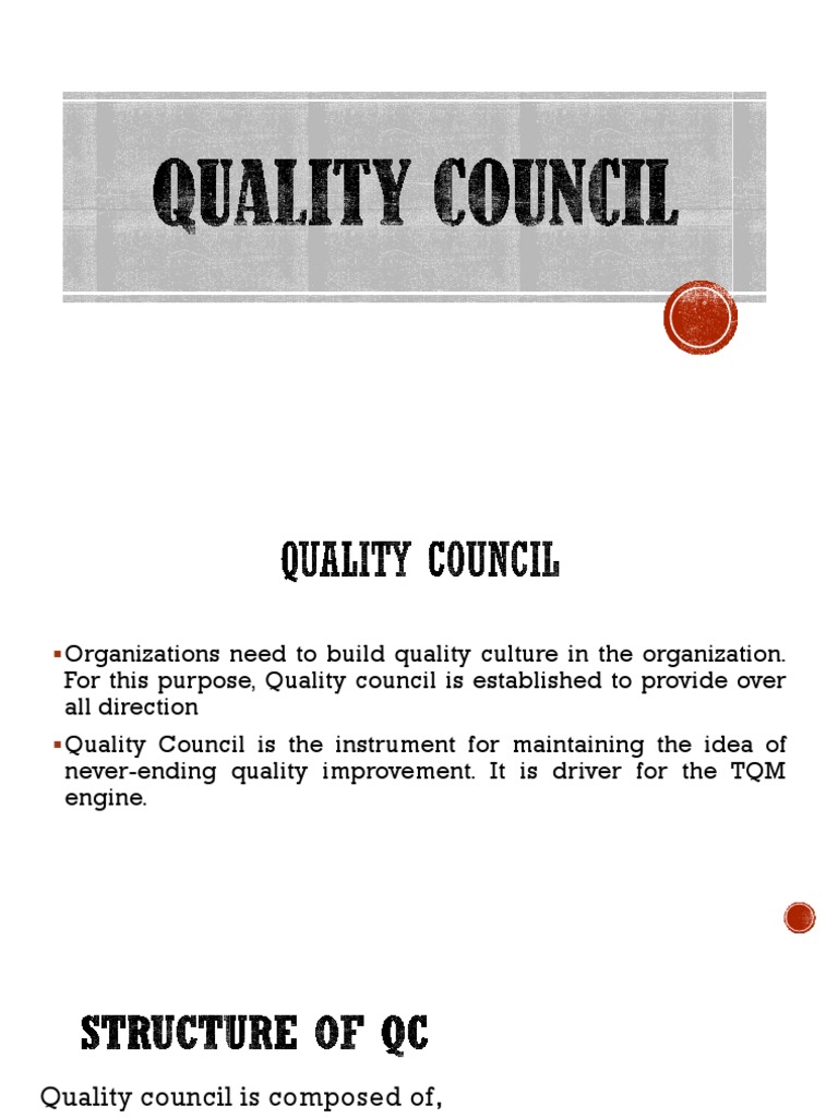 Quality Council | PDF | Chief Executive Officer | Quality Management