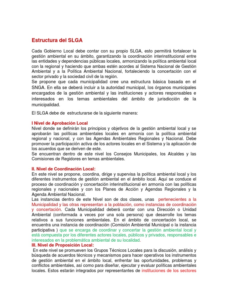 Estructura Del Slga | PDF | Desarrollo sostenible | Comisión Europea