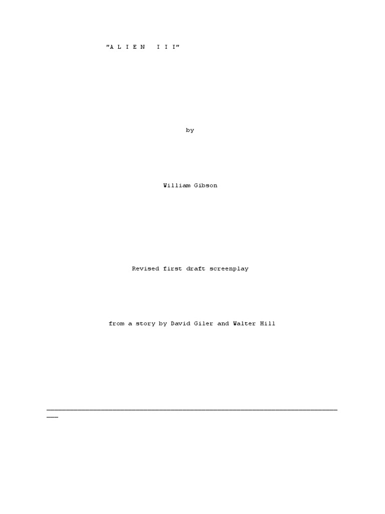 William Gibson's Alien 3 Script | PDF | Unrest