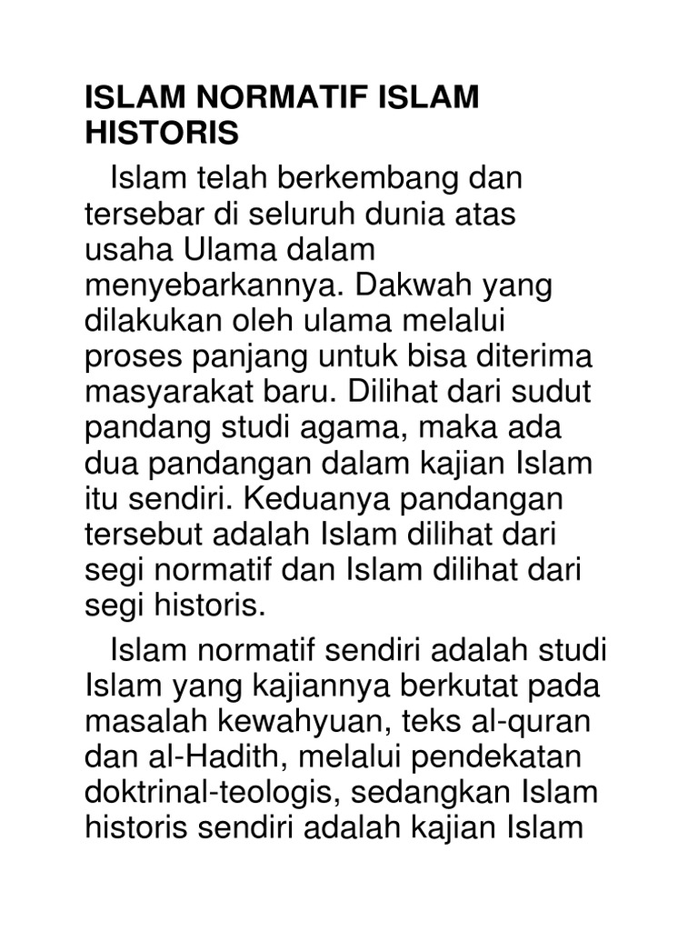 Islam Normatif Islam Historis | PDF