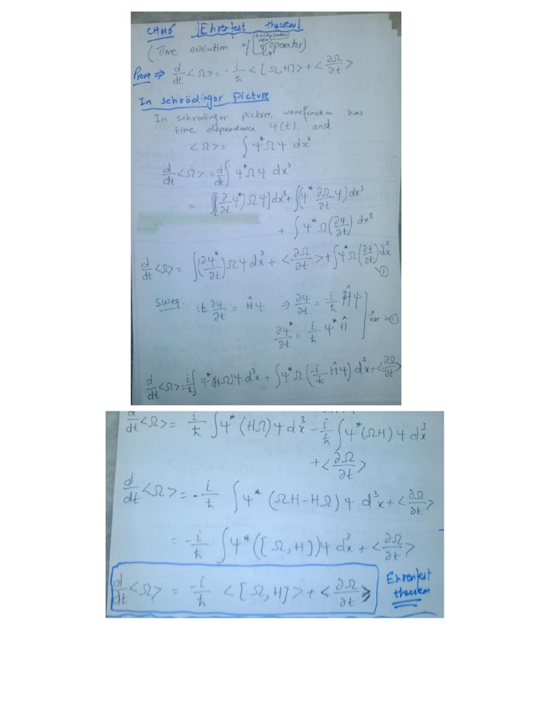 Ehrenfest Theorem (Proof) | PDF