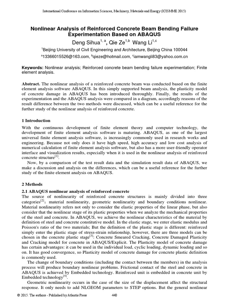Abaqus - Nonlinear Analysis of Reinforced Concrete Beam ...