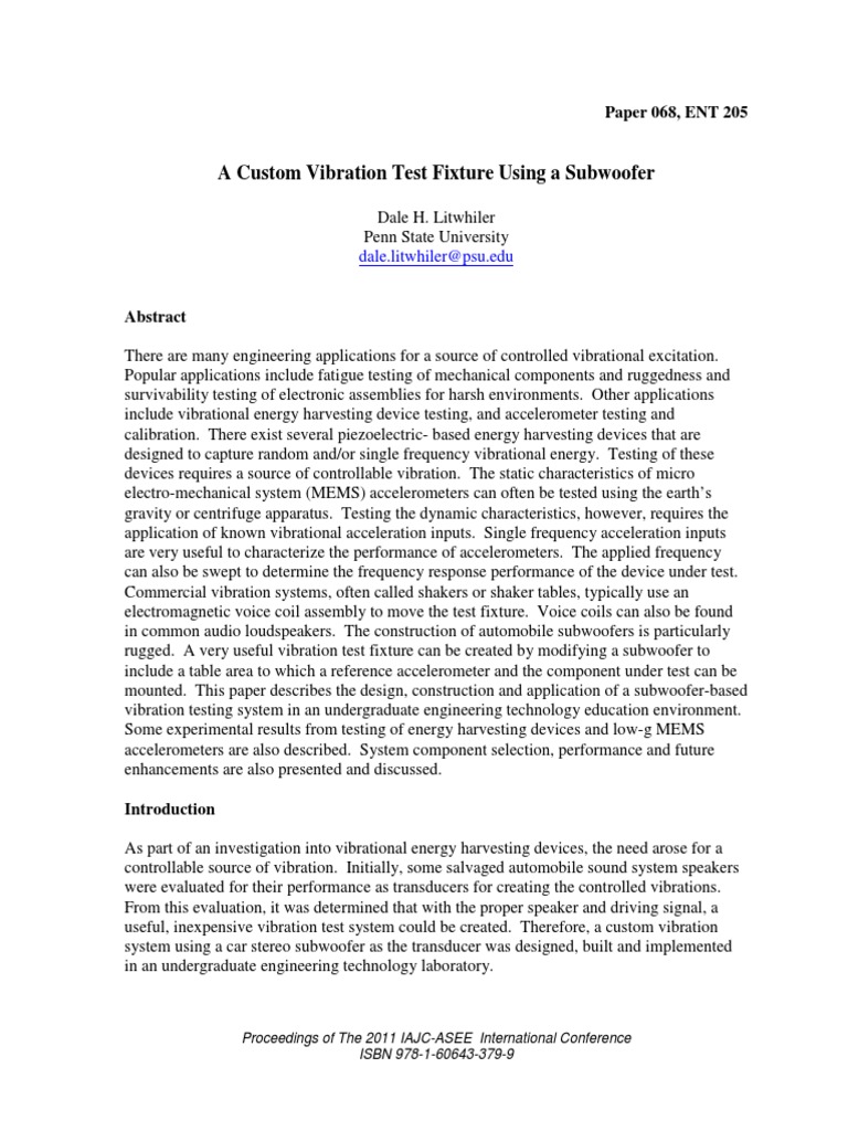 A Custom Vibration Test Fixture Using Subwoofer | PDF | Amplifier ...