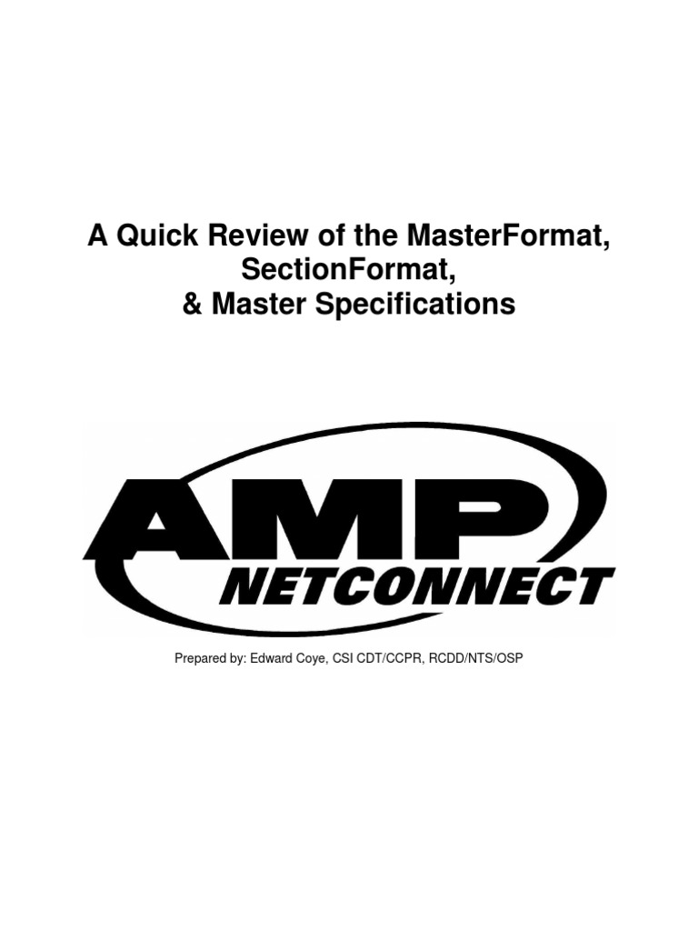 A Quick Review of The Master Format | PDF
