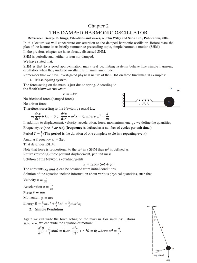 The Damped Harmonic Oscillator: 1. Mass-Spring System | PDF | Power ...
