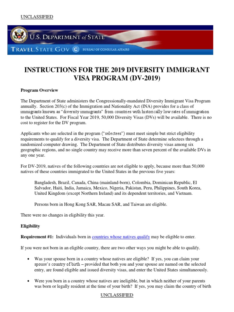 DV-2019 Diversity Visa Program Guide | PDF | Permanent Residence ...