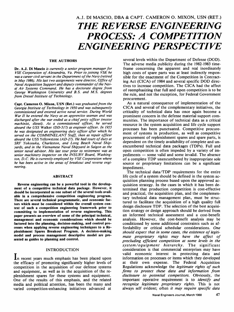 The Reverse Engineering Process | PDF | Specification (Technical Standard) | Procurement