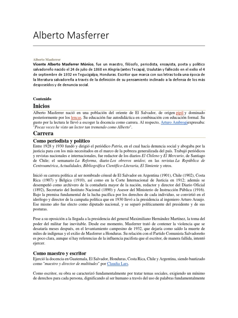 Alberto Masferrer | PDF | Science | Ciencia (general)