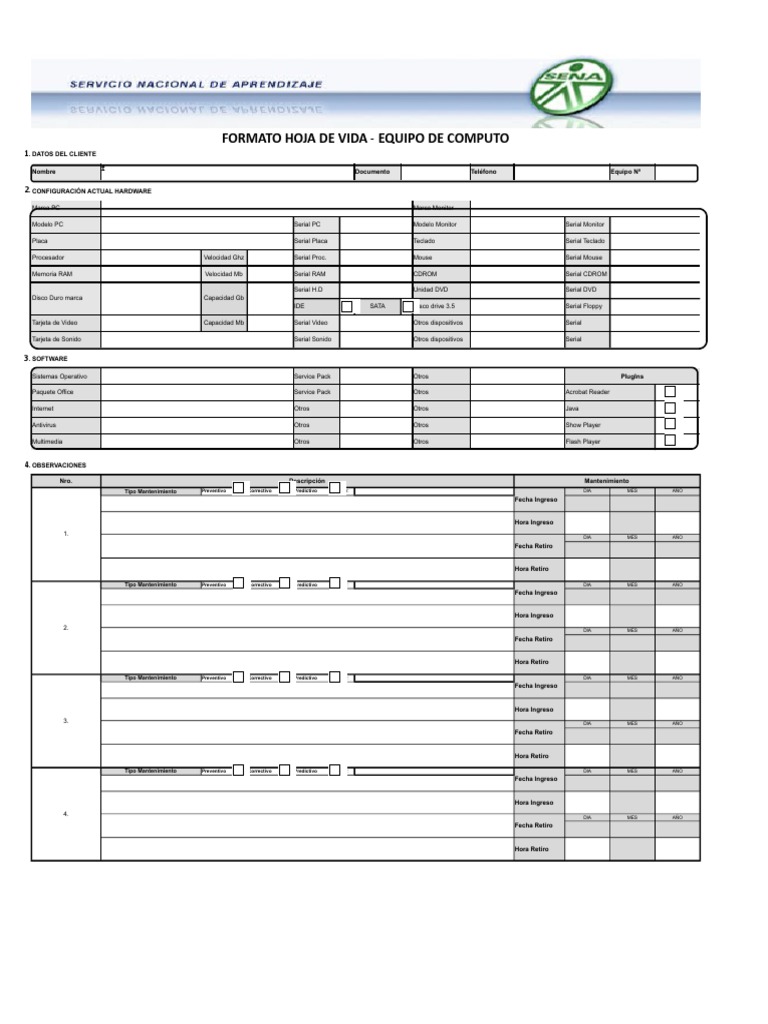 Ficha Tecnica de Los Equipos de Computo. | PDF | Hardware de la ...