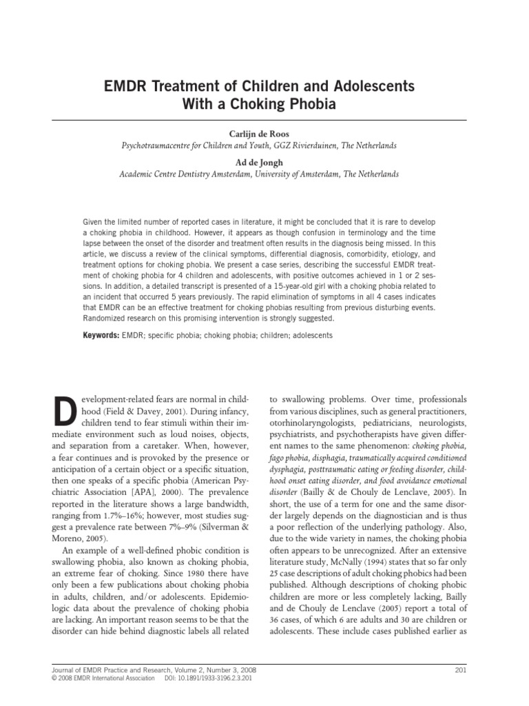 Emdr Choking Phobia | PDF | Phobia | Fear