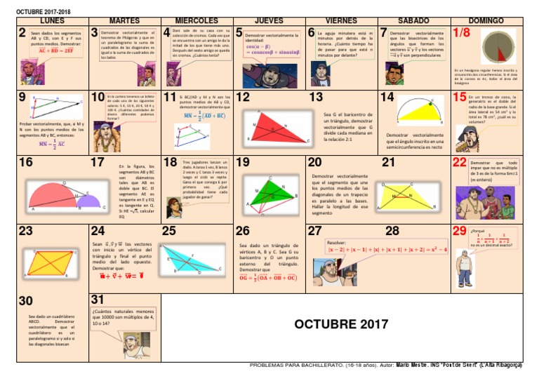 Calendario Matemático Octubre | PDF | Triángulo | Matemática Elemental