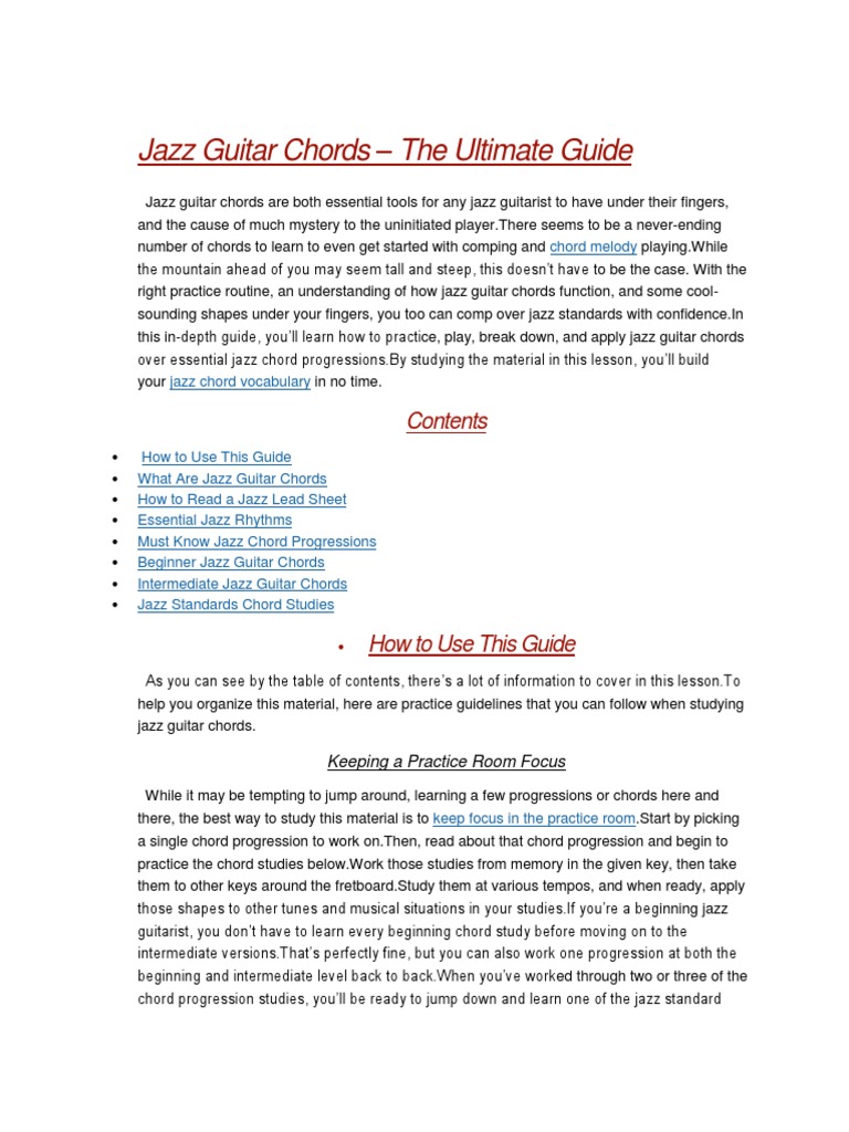 Essential Jazz Guitar Chord Guide | PDF | Chord (Music) | Guitars