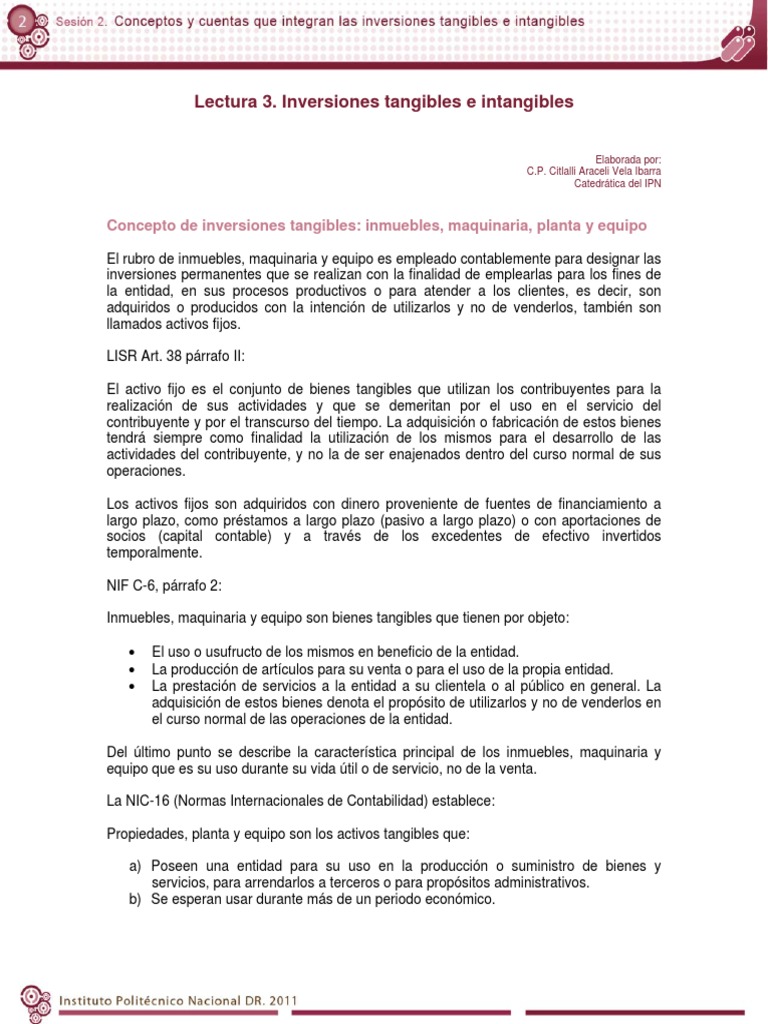 Lectura 3 S2 Inversiones Tangibles e Intangibles | PDF | Costo | Valor ...