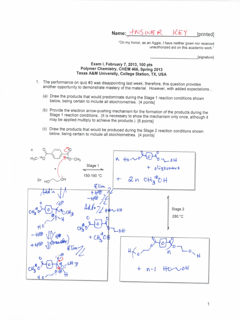 Polymer Chemistry Exam Solutions | PDF | Polymerization | Polymers