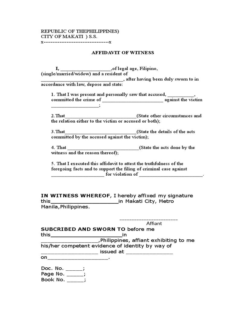 Affidavit Witness | PDF | Social Science | Law